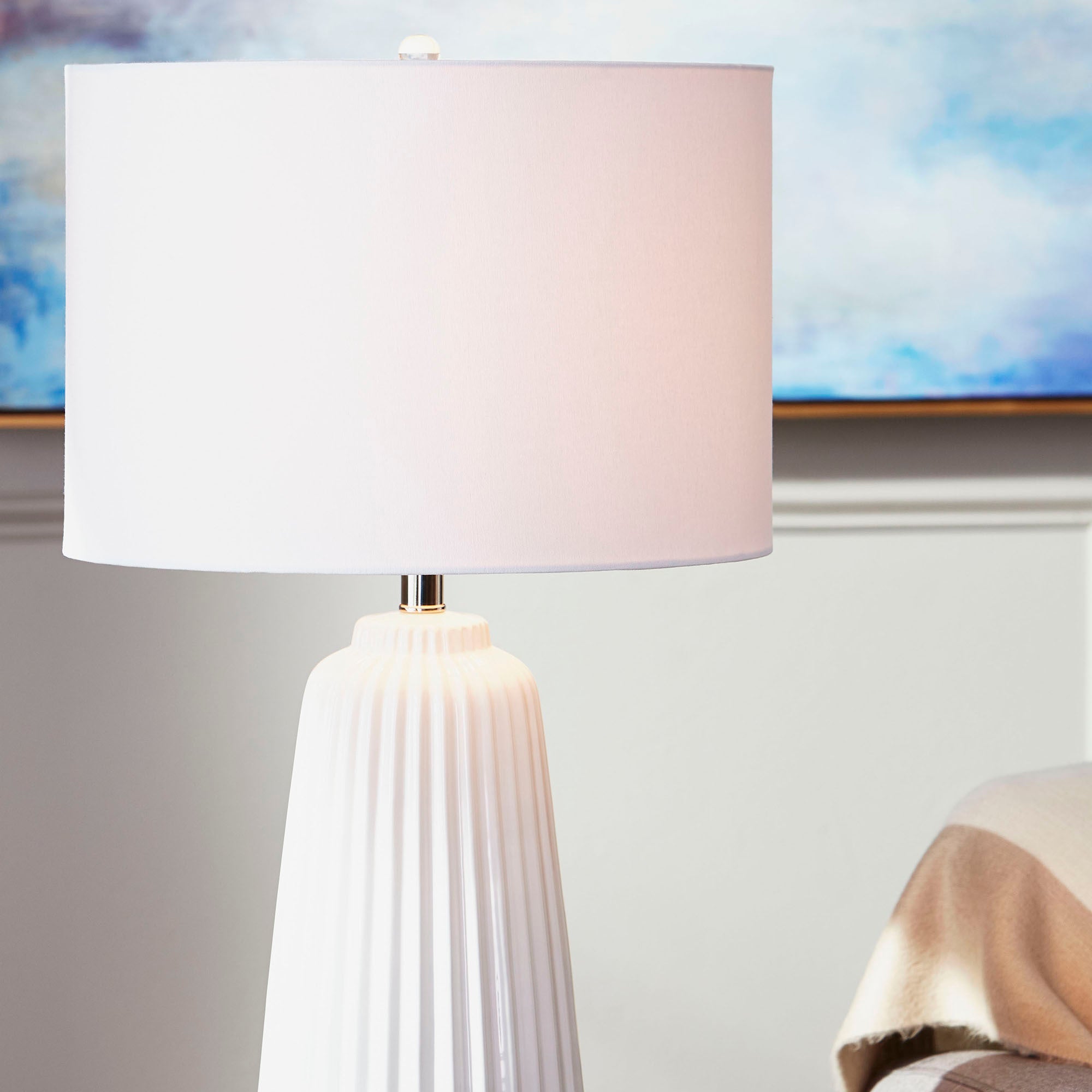Delphine Table Lamp | White - Cyan Design