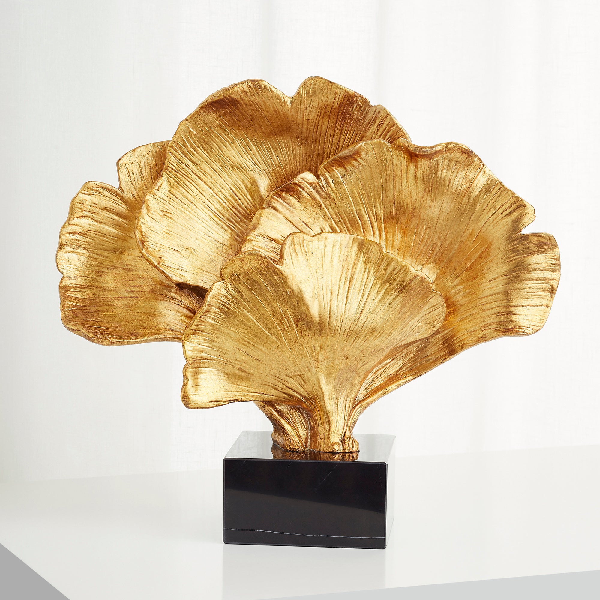 Gilded Bloom Sculpture | Gold - Cyan Design