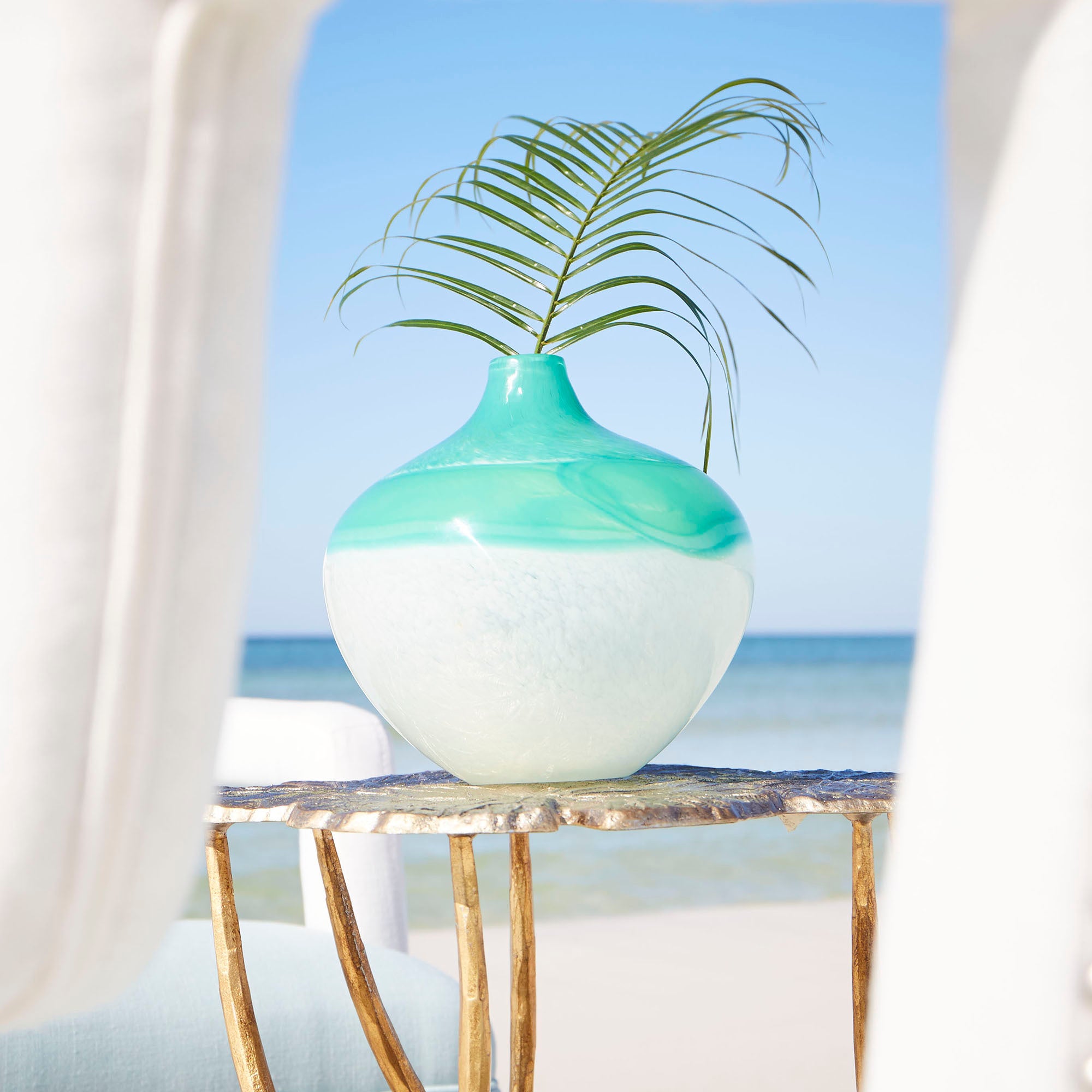 Iced Marble Vase | Turquoise & White – Medium - Cyan Design