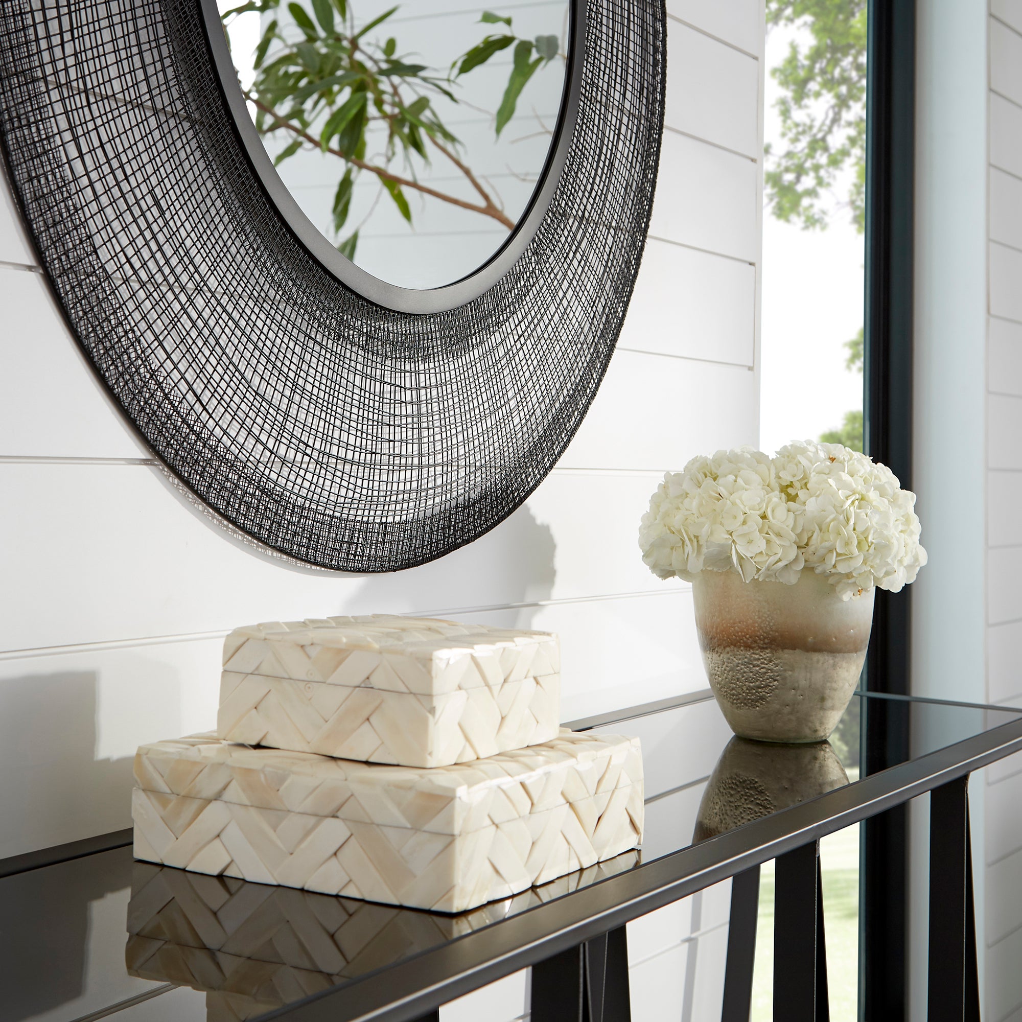 Matrix Mirror | Graphite - Cyan Design