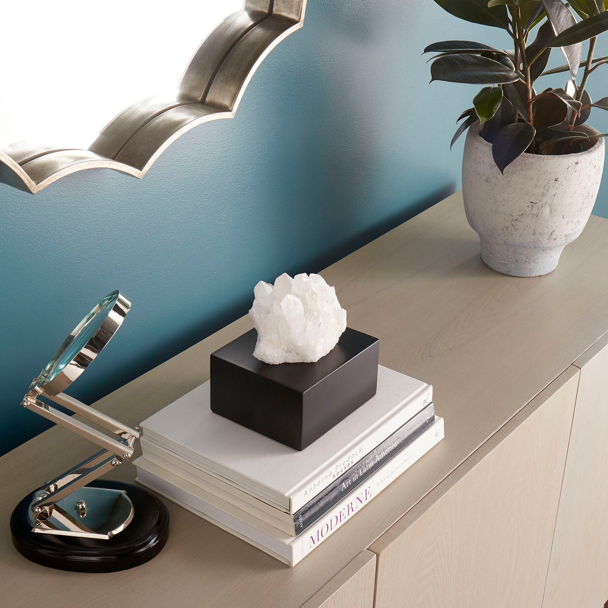 Quartz Table Accent | Black And White Crystal – Medium - Cyan Design