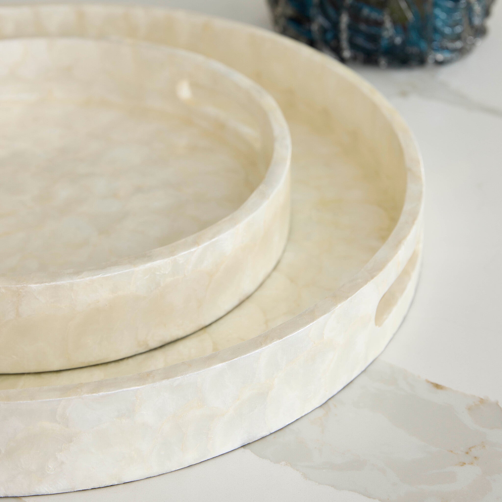 Triton Round Tray Designed by J Kent Martin | Pearl – Small - Cyan Design
