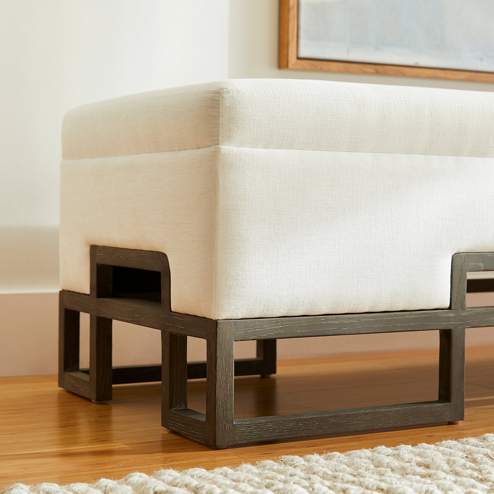 Vanora Bench | White - Cyan Design