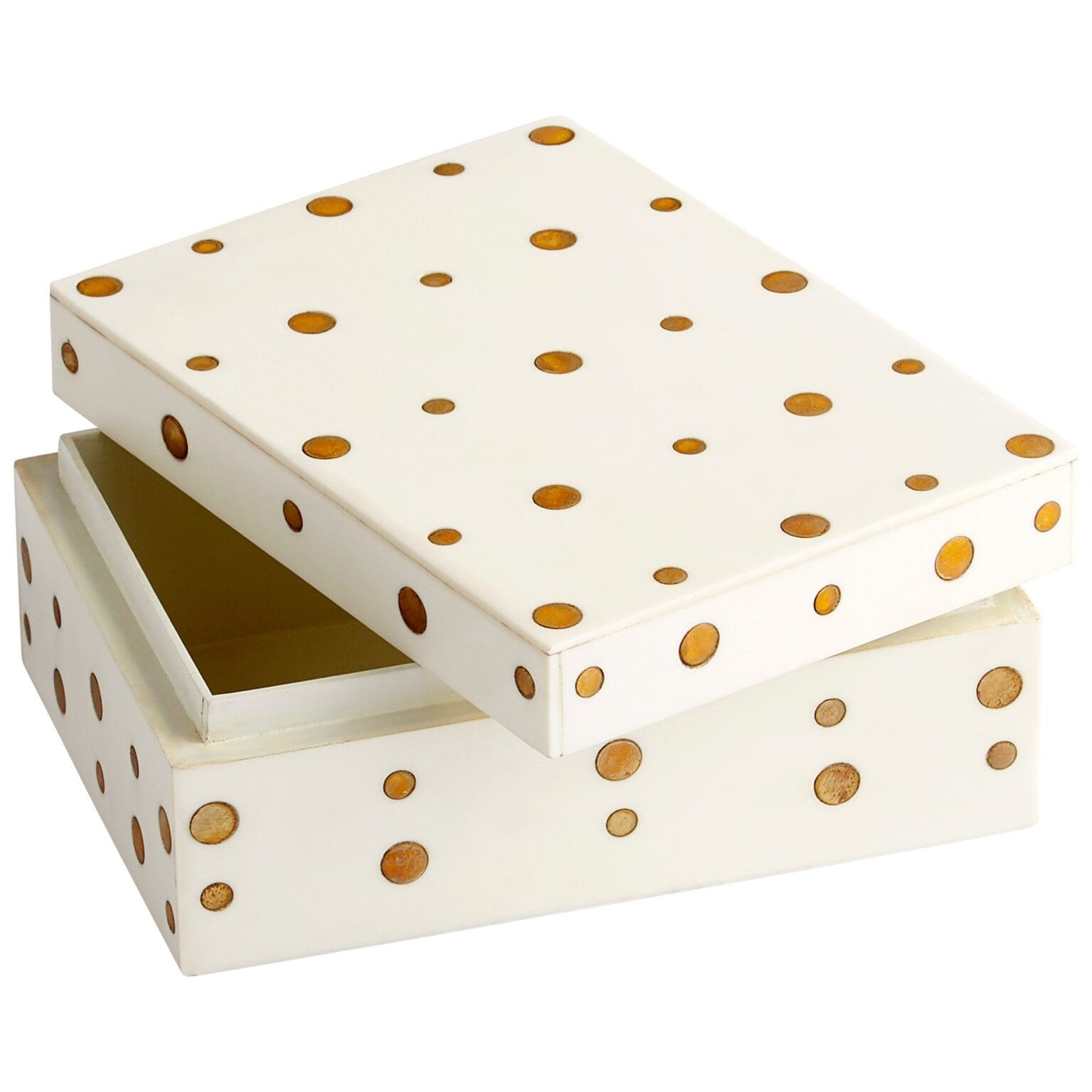 Dot Crown Container | White And Brass – Small - Cyan Design