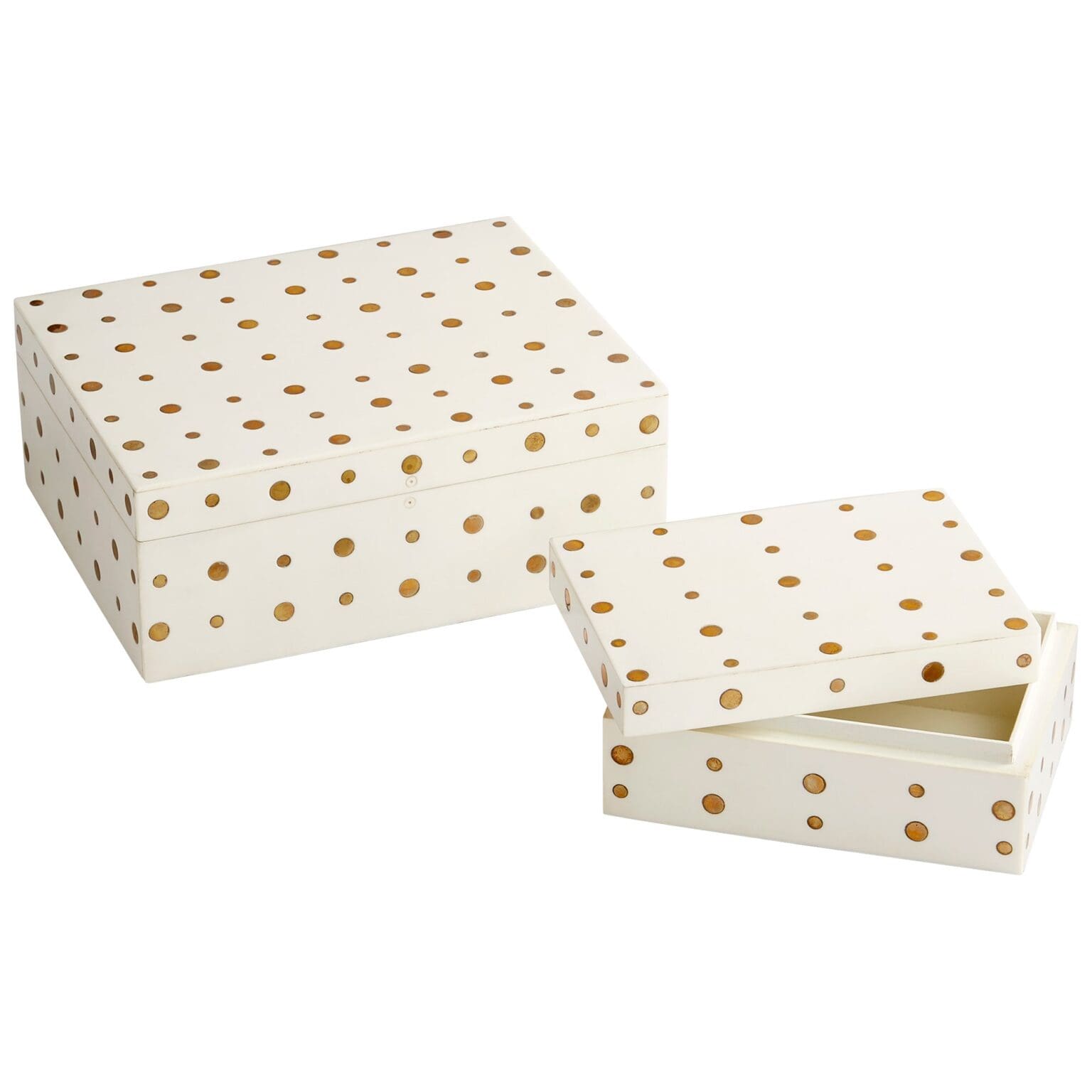 Dot Crown Container | White And Brass – Medium - Cyan Design