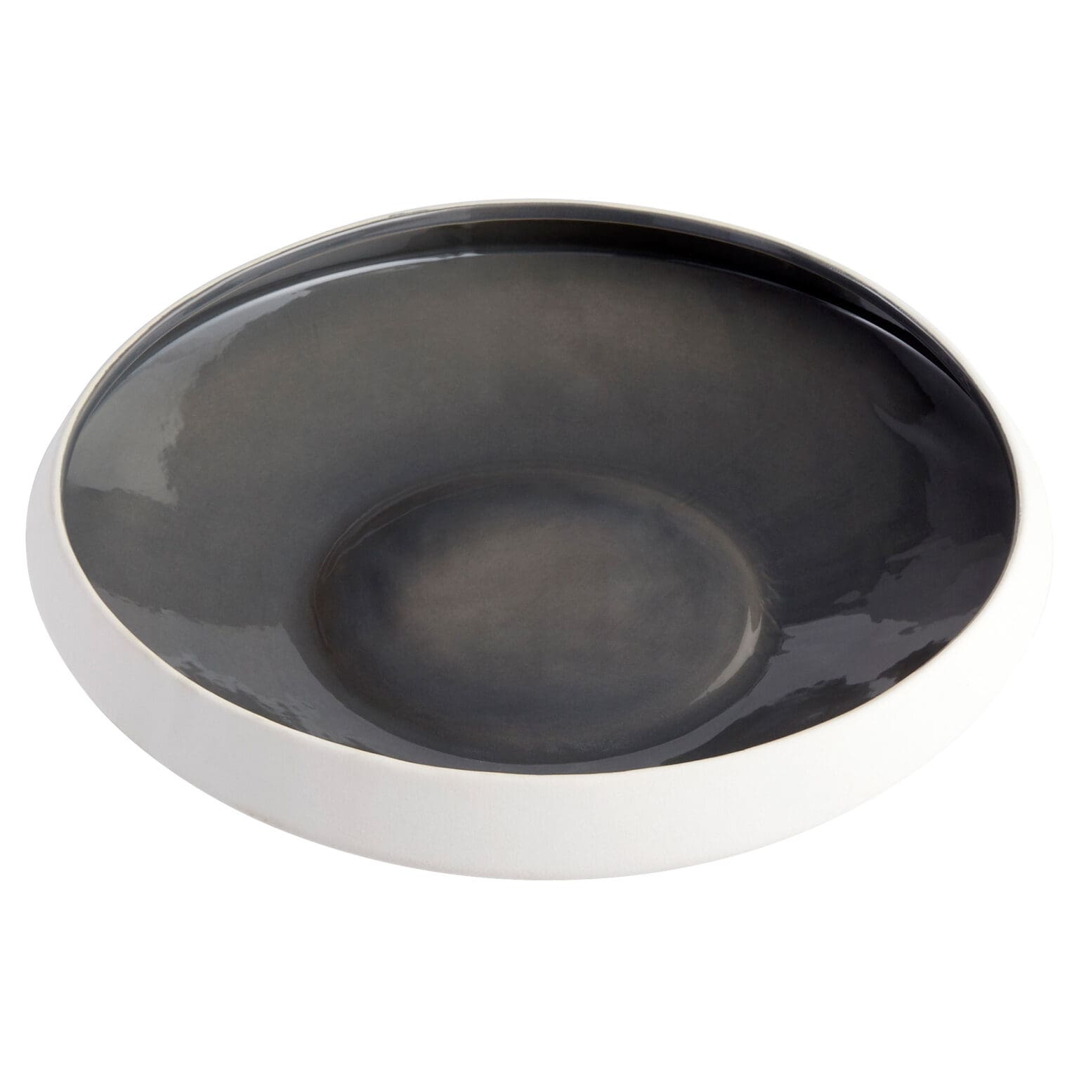 Tricolore Bowl | Grey | White – Large - Cyan Design