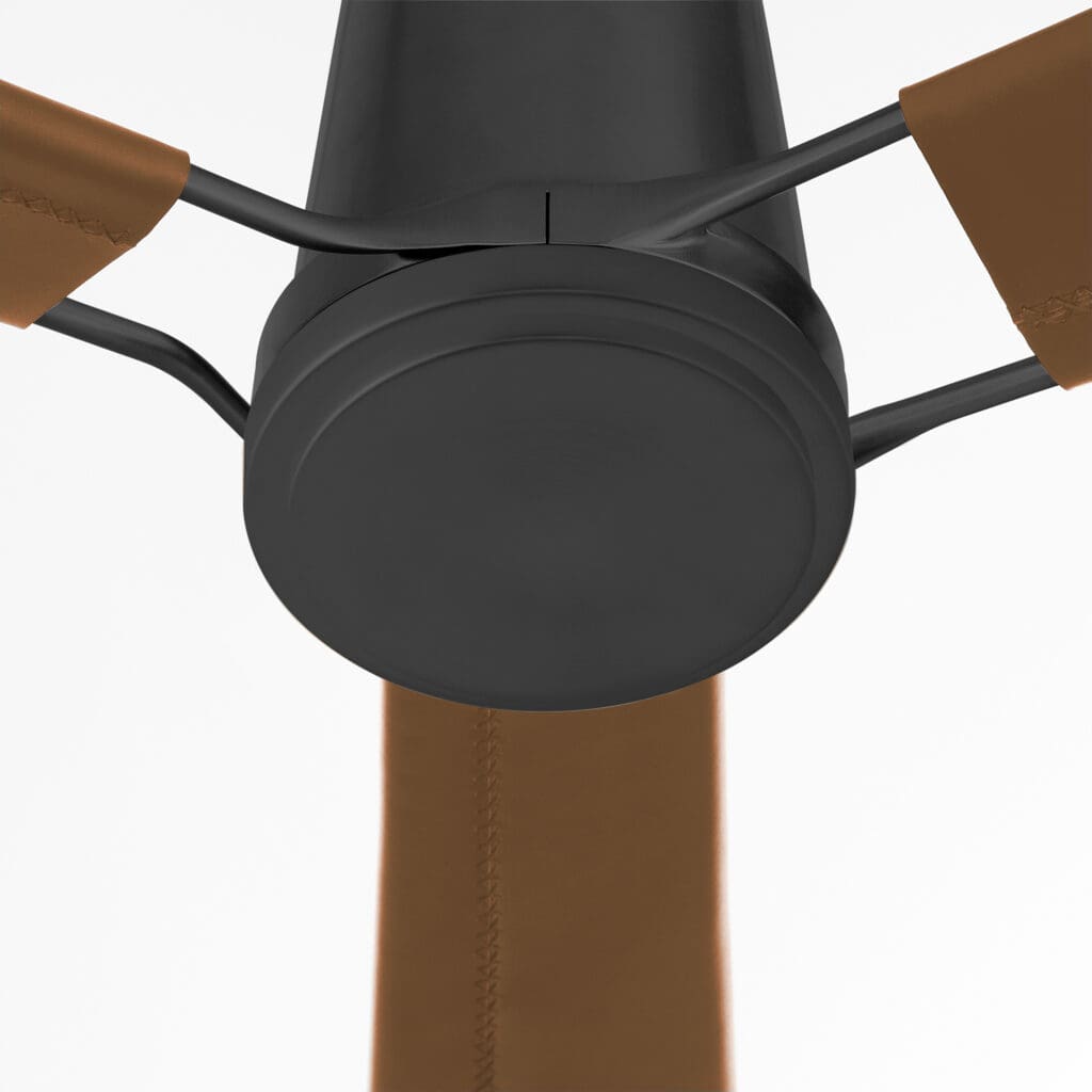 Zephyr 60″ Ceiling Fan | Matte Black – Saddle Leather - Cyan Design