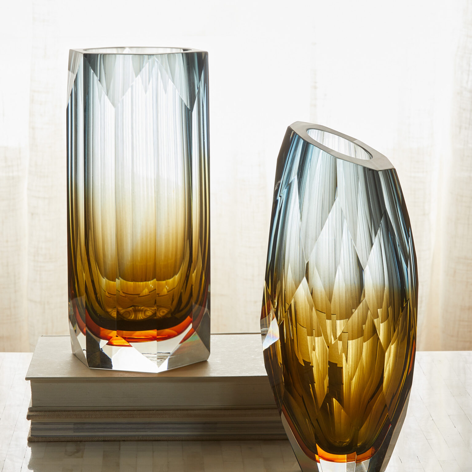 Alba Vase | Blue | Amber | Orange – Tall - Cyan Design