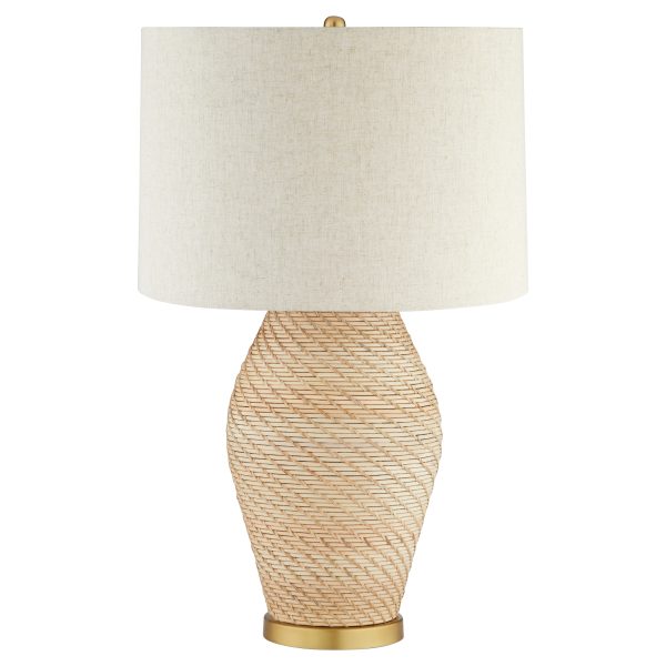 Rotin Table Lamp | Natural | Antique Brass | White - Cyan Design