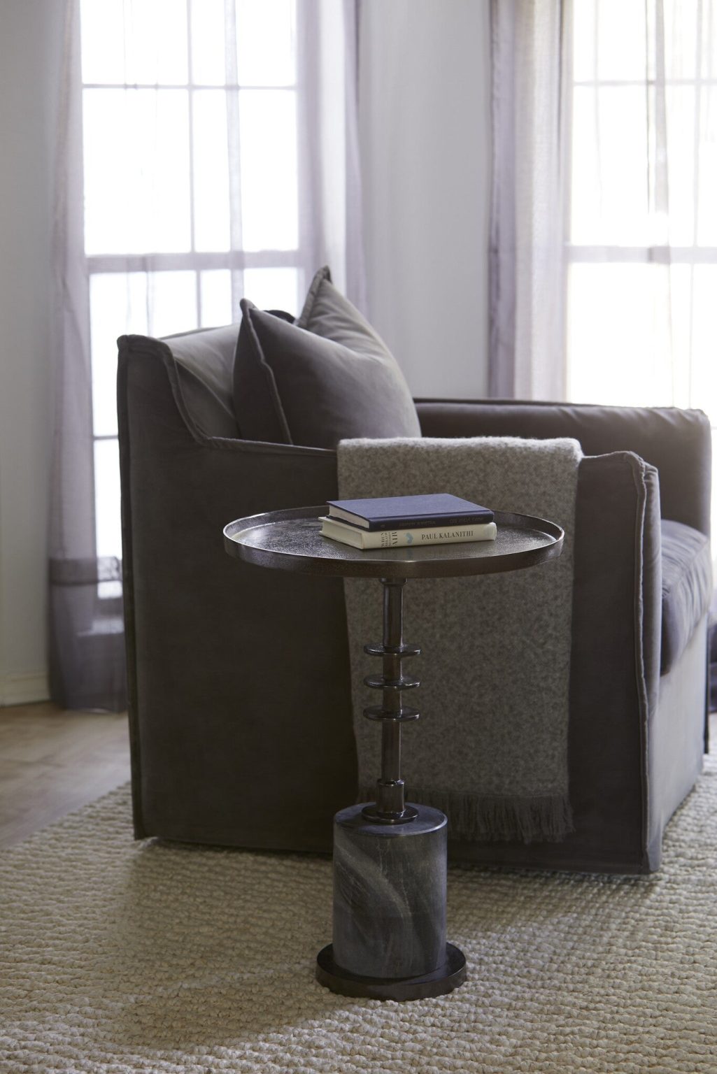 Jetson Accent Table Designed by J Kent Martin | Blackened Nickel - Cyan ...